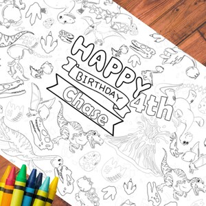 Dinosaur Birthday Party Personalized Kids Coloring Tablecloth Boys ...