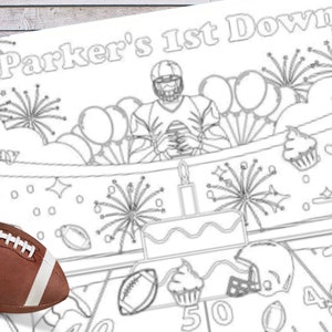 Personalized Football Party Coloring Tablecloth: Kids Birthday Activity ...