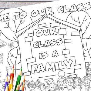 Classroom Coloring Banner |kids Giant Coloring Poster | Class is Family ...
