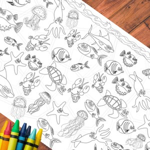 Under the Sea Birthday Party Coloring Poster | First Birthday Ocean ...