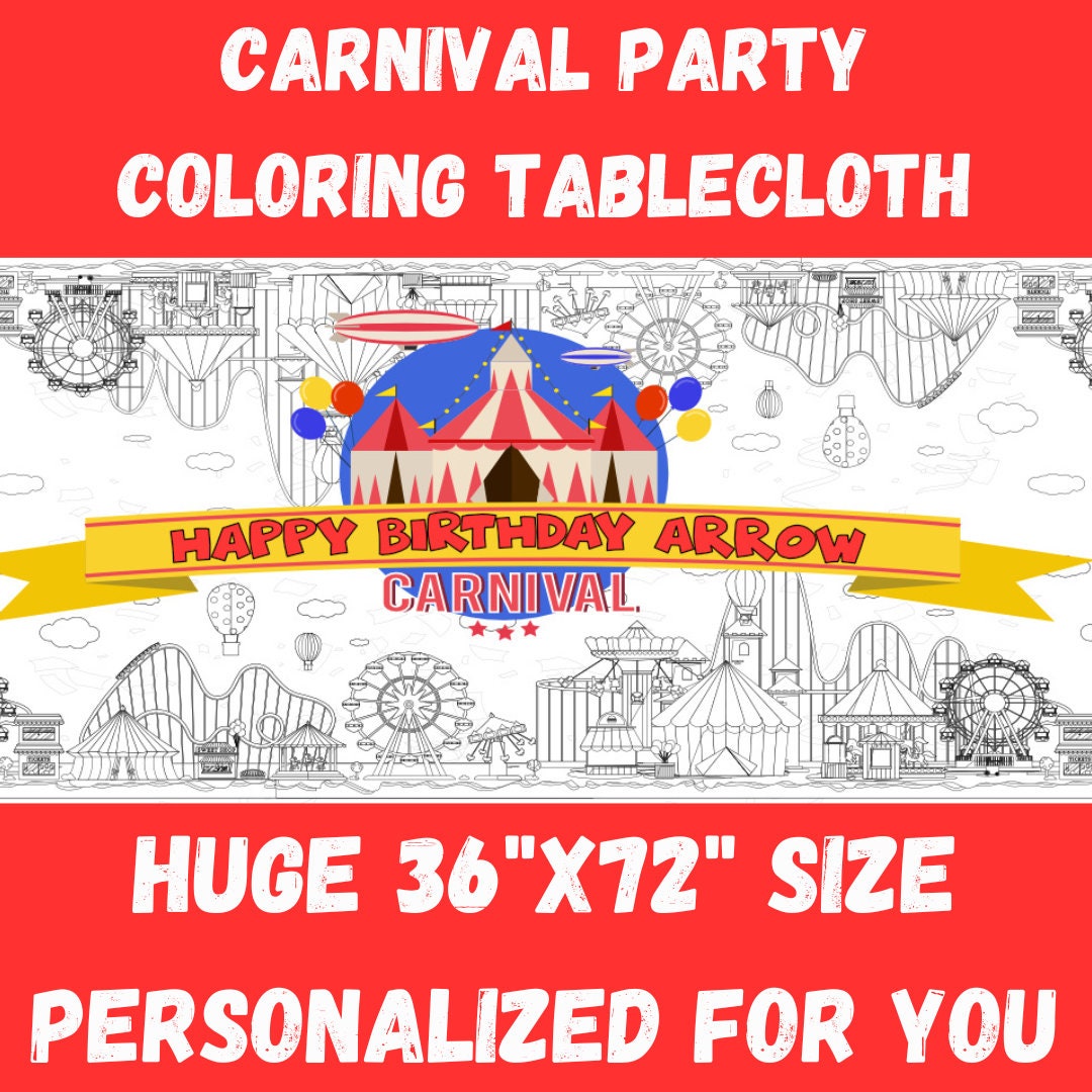 Carnival Themed Coloring Table Runner | Carnival Fundraiser Activity ...