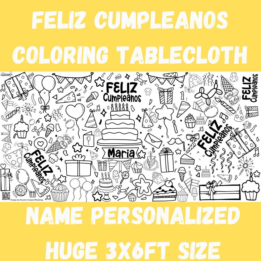 Feliz Cumpleanos Coloring Banner Kids Party Banner Activity ...