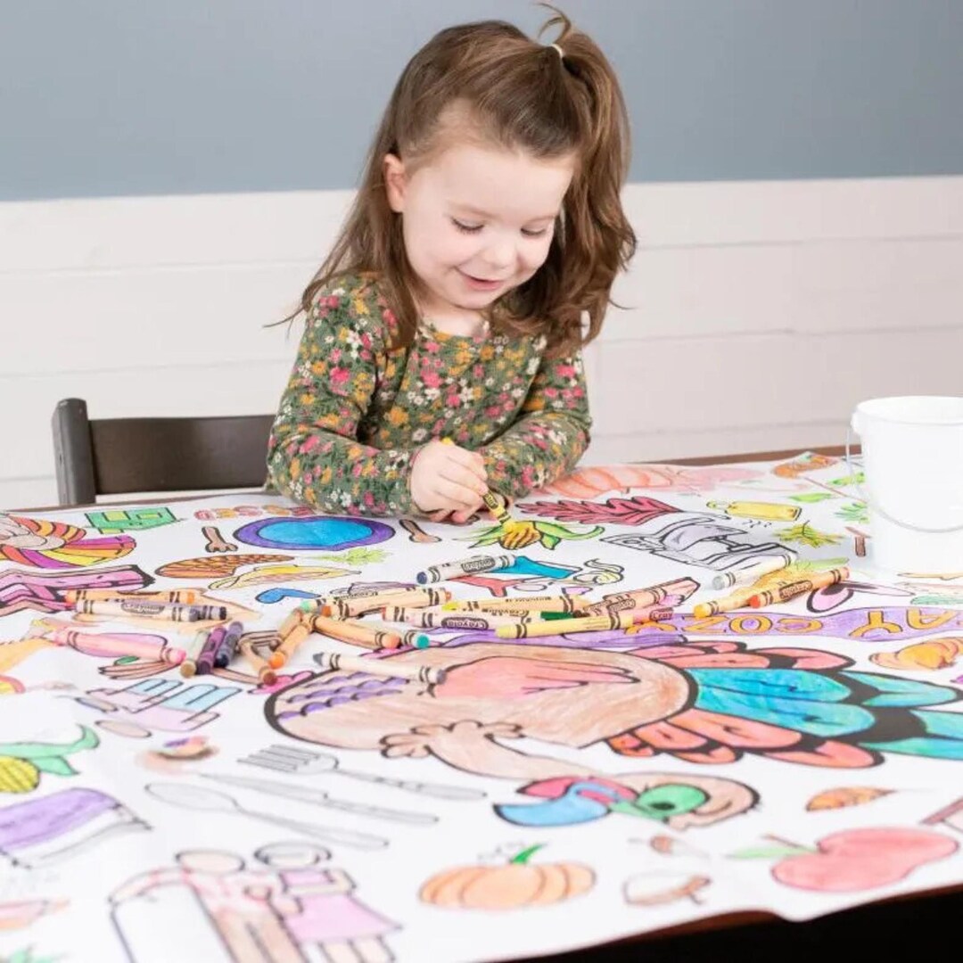 Personalized Thanksgiving Coloring Tablecloth: Kids' Turkey Activity - Etsy