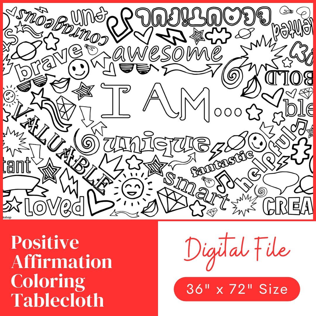 Positive Affirmation Coloring Poster Digital Download Confidence ...