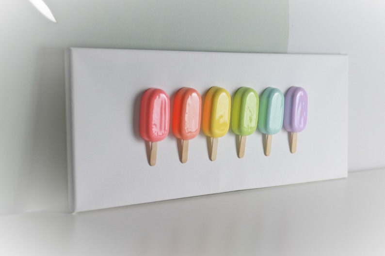 3D Ice Pop Art Canvas | Pastel Rainbow Nursery Decor - Etsy
