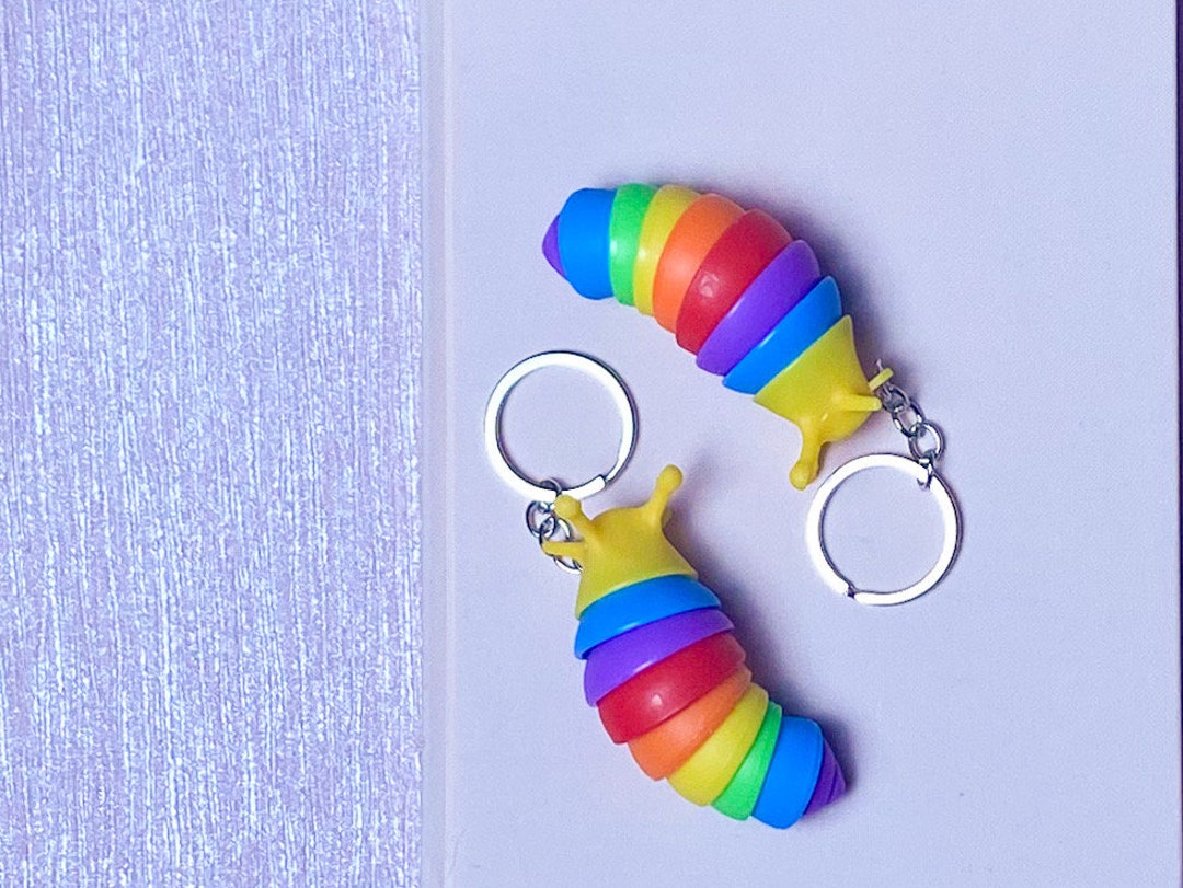 Caterpillar Keychain, Anxiety & Adhd Fidget Toys, Rainbow Keyring - Etsy
