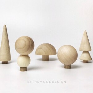 Wooden Tree Set Natural Wooden Decor Woodland Trees - Etsy