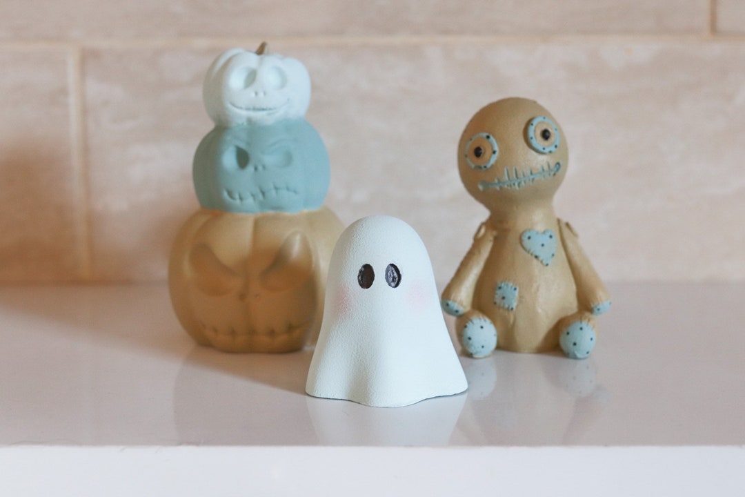 Green Halloween Decor, Pumpkins & Voodoo Doll, Autumn Home, Fall Shelf ...