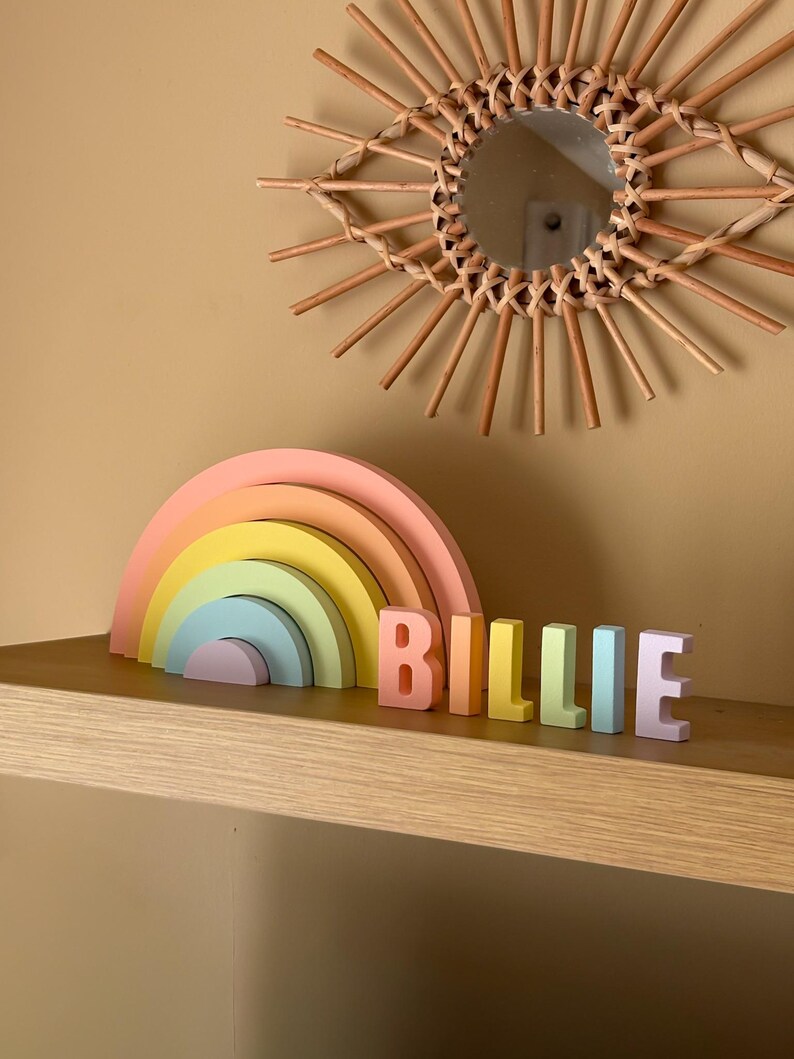 Wooden Rainbow Name Sign, Pastel Nursery Decor, Custom Baby Shower Gift ...