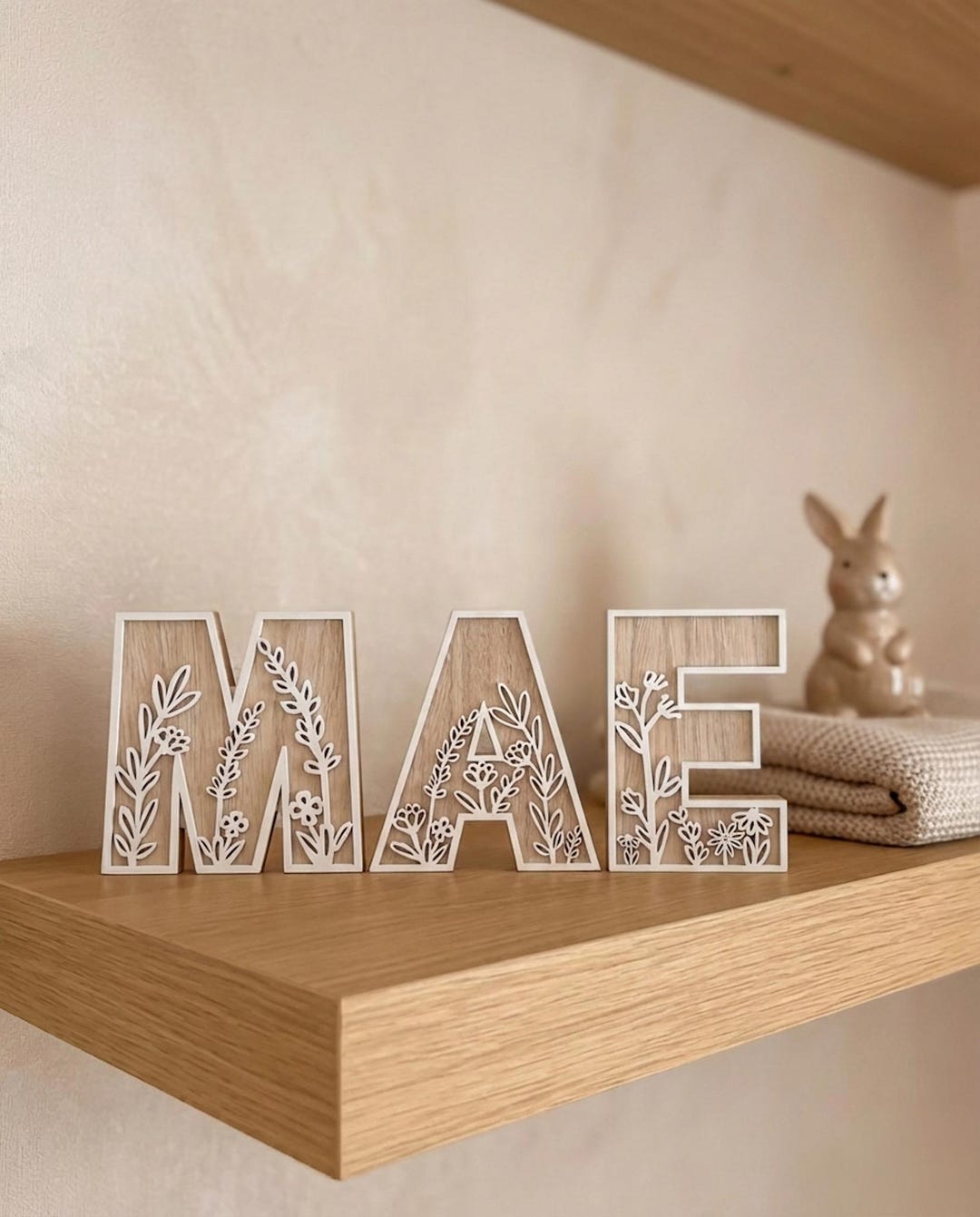 Personalised Wooden Letter, Baby Name Sign, Baby Shower Gift, Floral ...