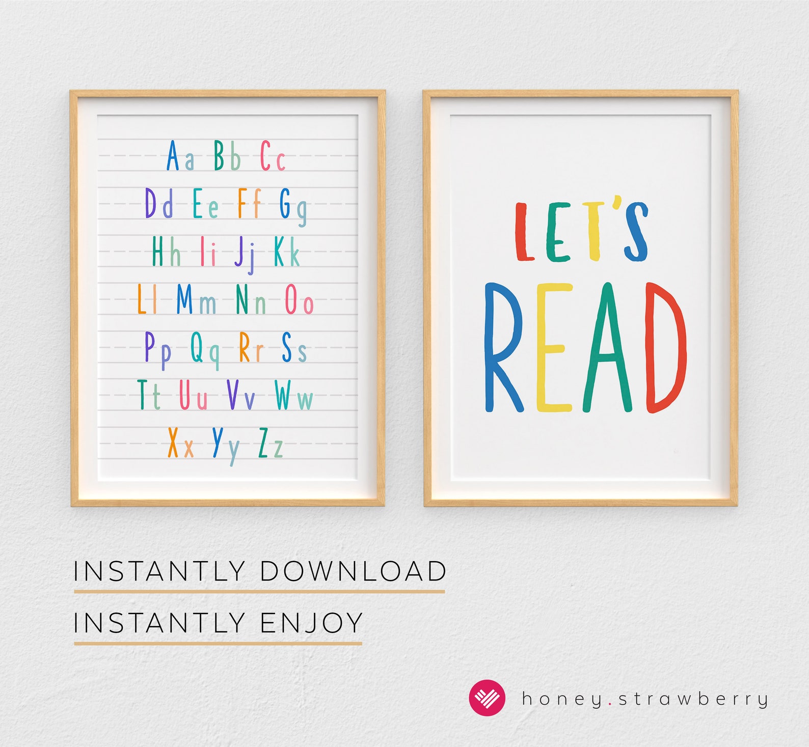 Lets Read ABC Printable Poster Alphabet Wall Art Set - Etsy