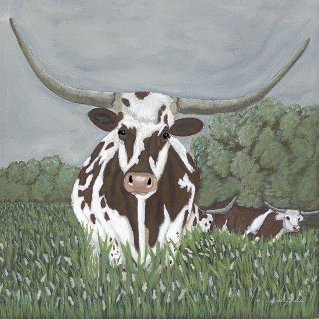 Longhorn Cow Art-cow Print-longhorn Print-farmhouse - Etsy