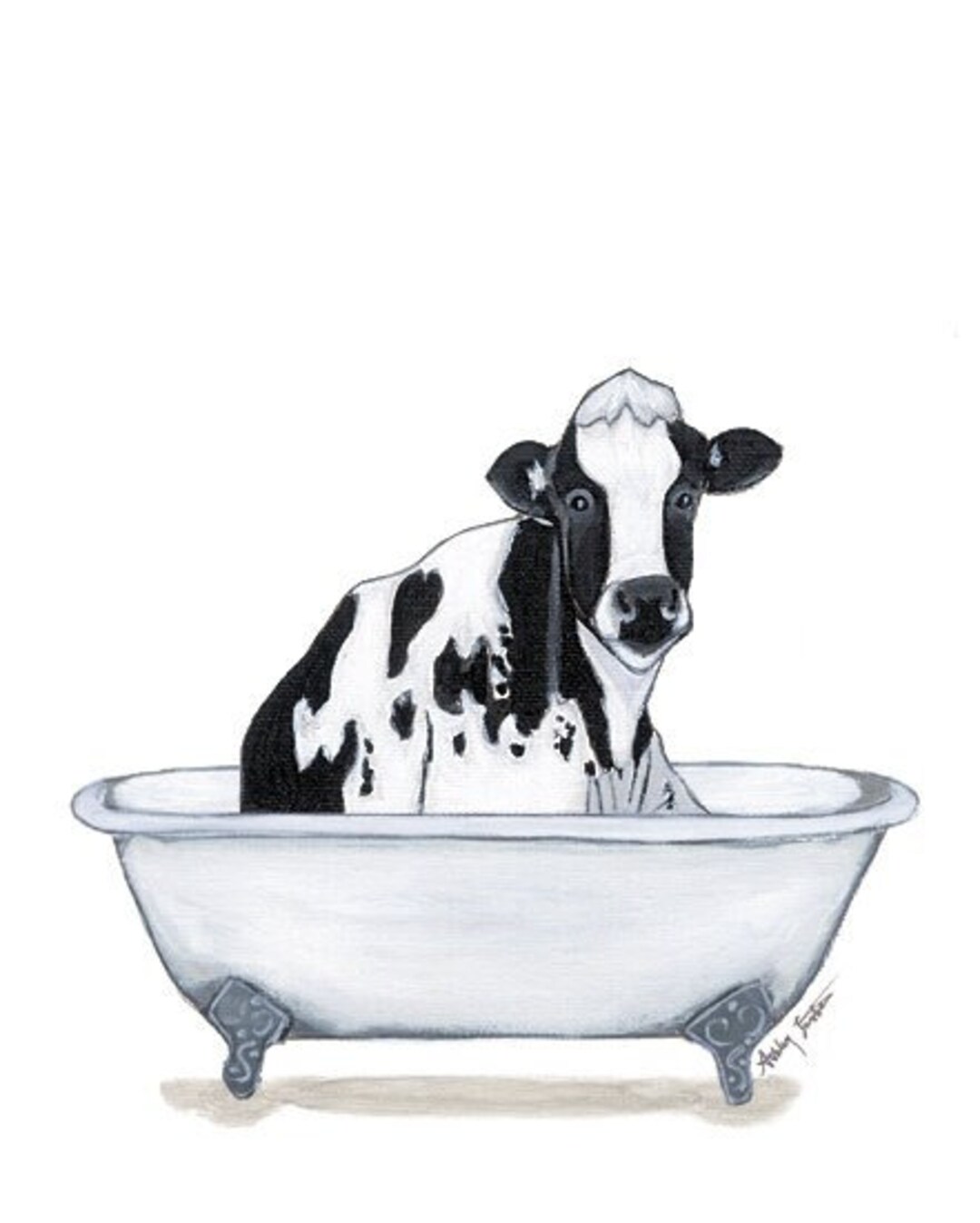 Farmhouse Bathroom Art Cow Bathroom Art Cow in Tub - Etsy