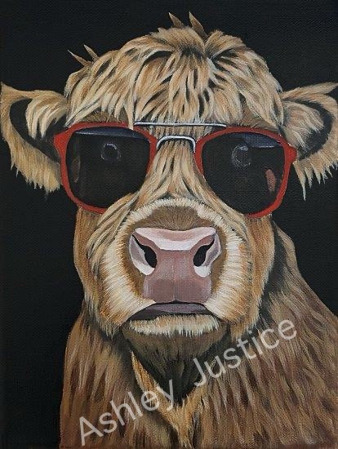 Farmhouse Art Highland Cow Art Highland Cow Sunglasses maverick - Etsy