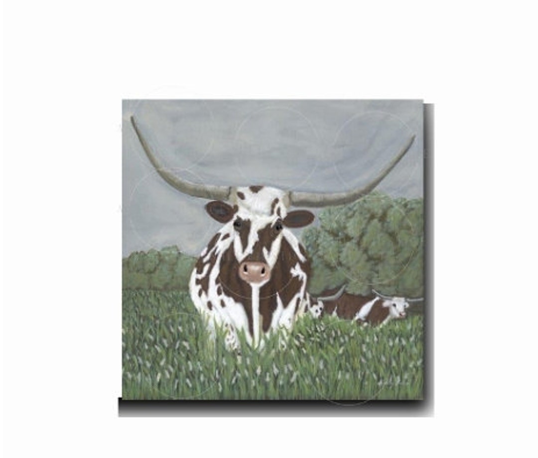 Longhorn Cow Art-cow Print-longhorn Print-farmhouse Art-longhorn Wall ...