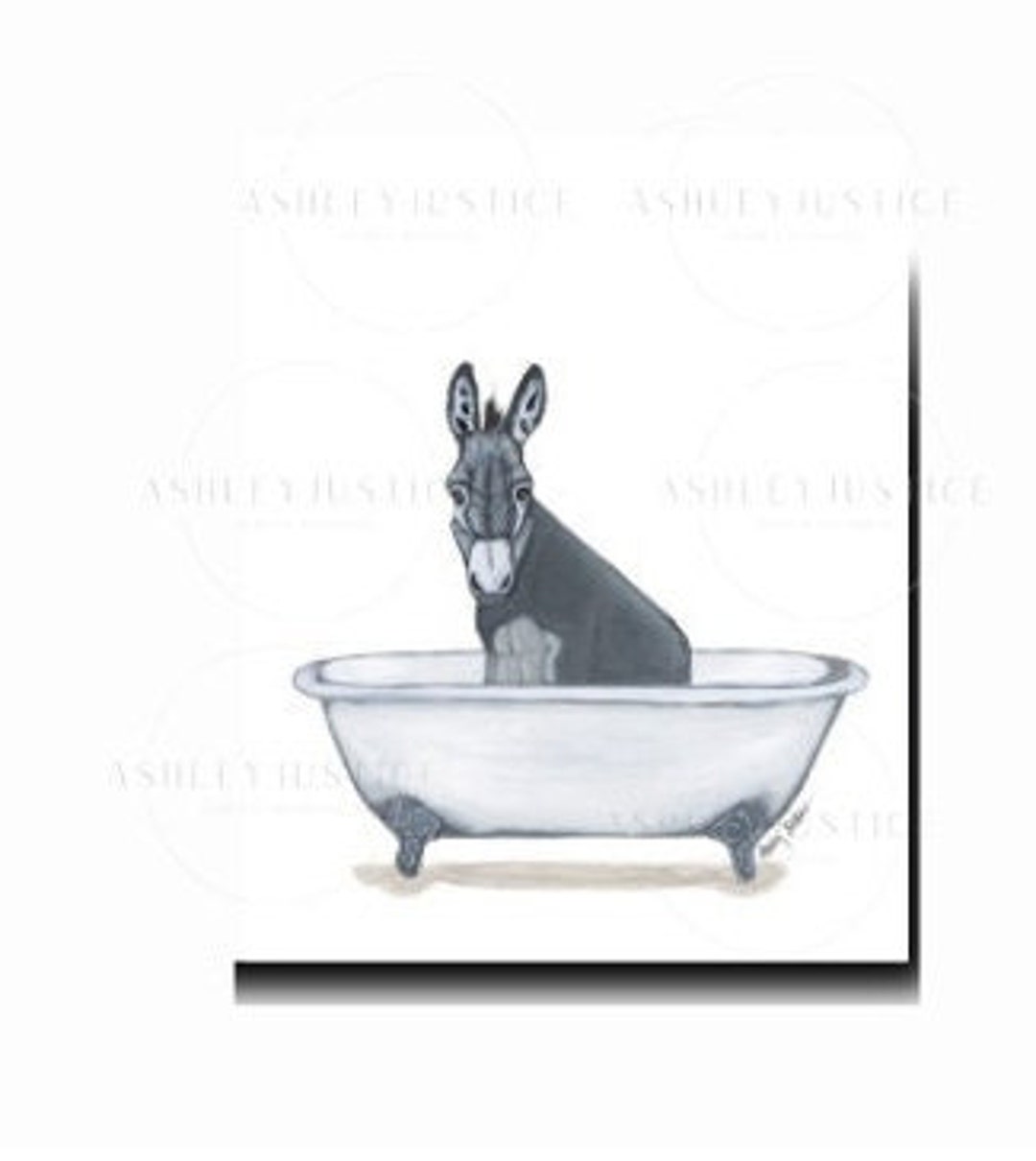 Farmhouse Bathroom Wall Donkey Decor Donkey in Tub - Etsy