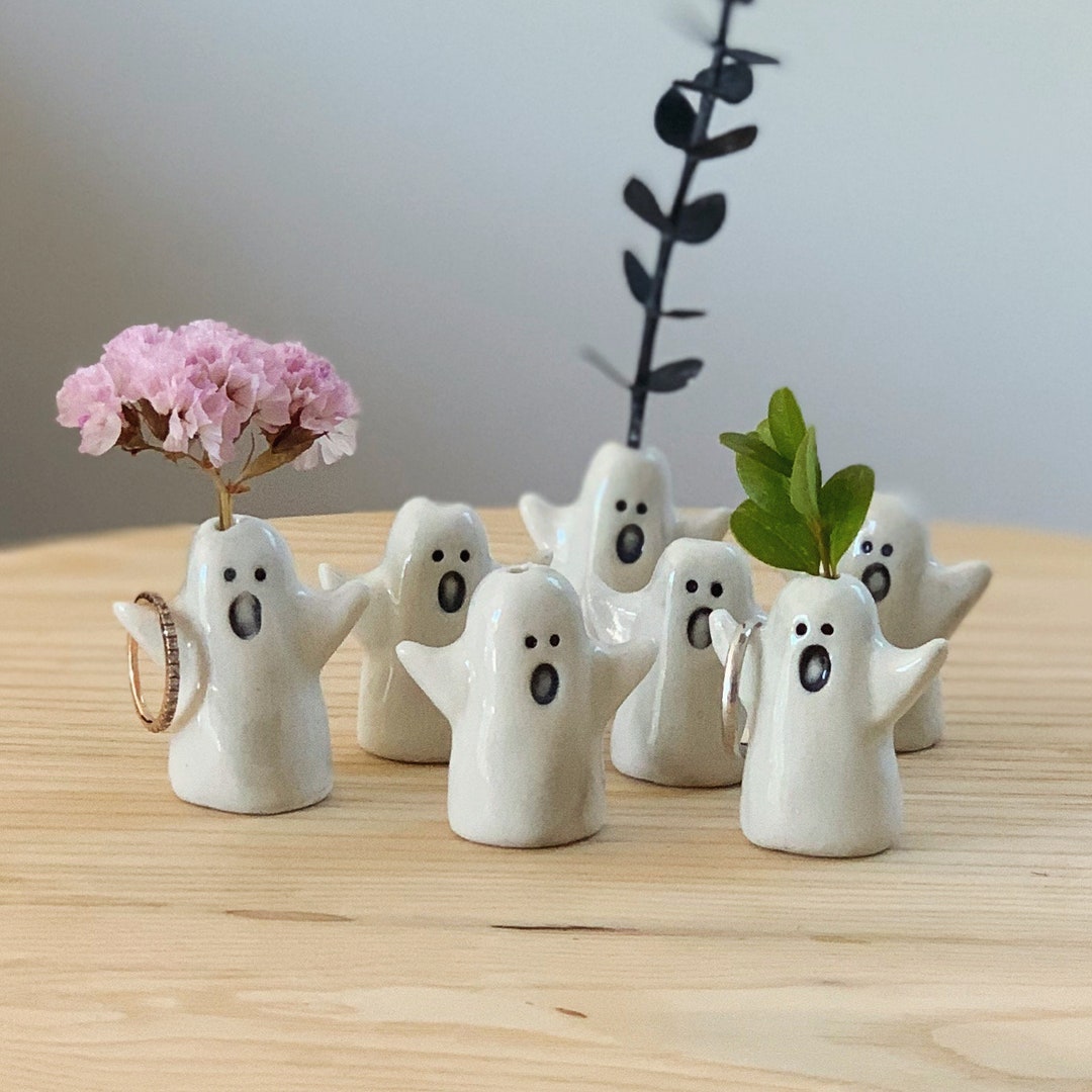Mini Ceramic Ghost, Mini Ghost Vase, Mini Ring Holder, Cute Halloween ...