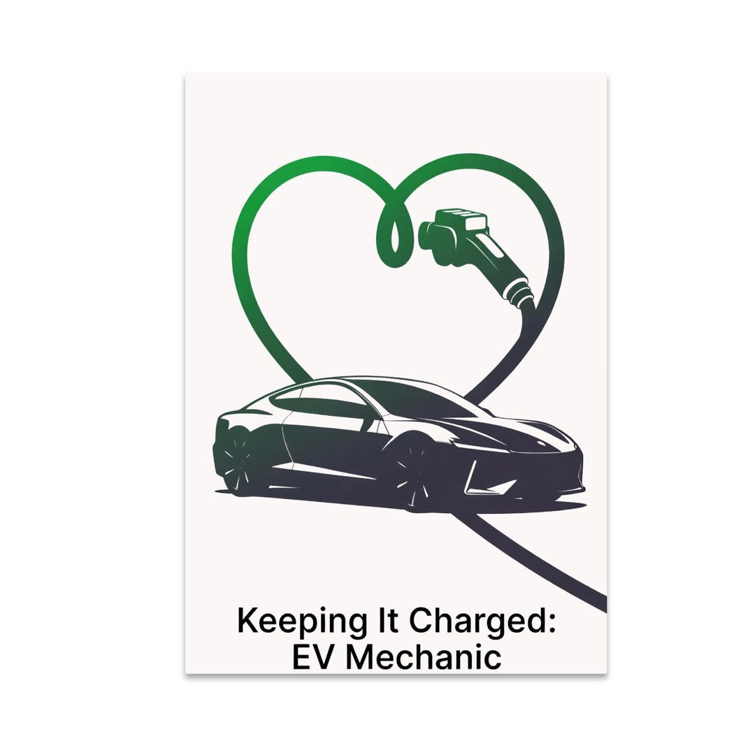 Electric Vehicle Poster - Keeping It Charged, Industrial Style - Etsy