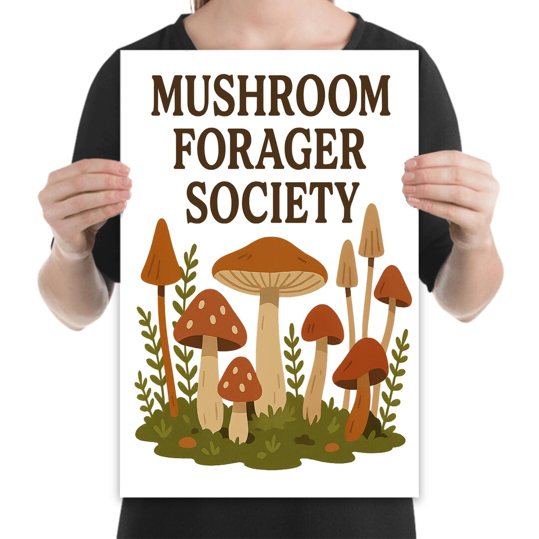 Mushroom Forager Wall Art - Goblincore Cottagecore Decor - Vintage ...