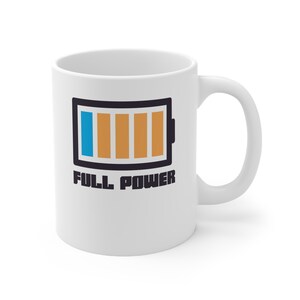 Full Power Battery Coffee Mug, Hilarious Pun Gift Cup, Portable Coffee ...