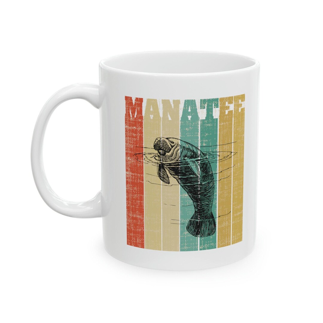 Manatee Coffee Mug: Vintage Retro Design - Ceramic, Coastal Vibe - Etsy