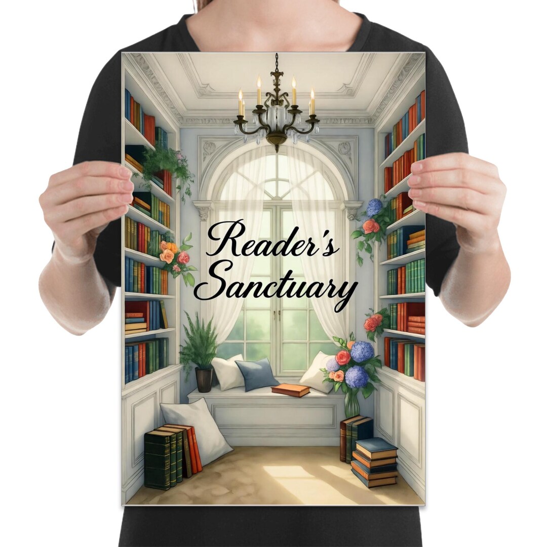 Library Wall Art - French Country Poster - Dreamy Chateau Scene, Floral ...