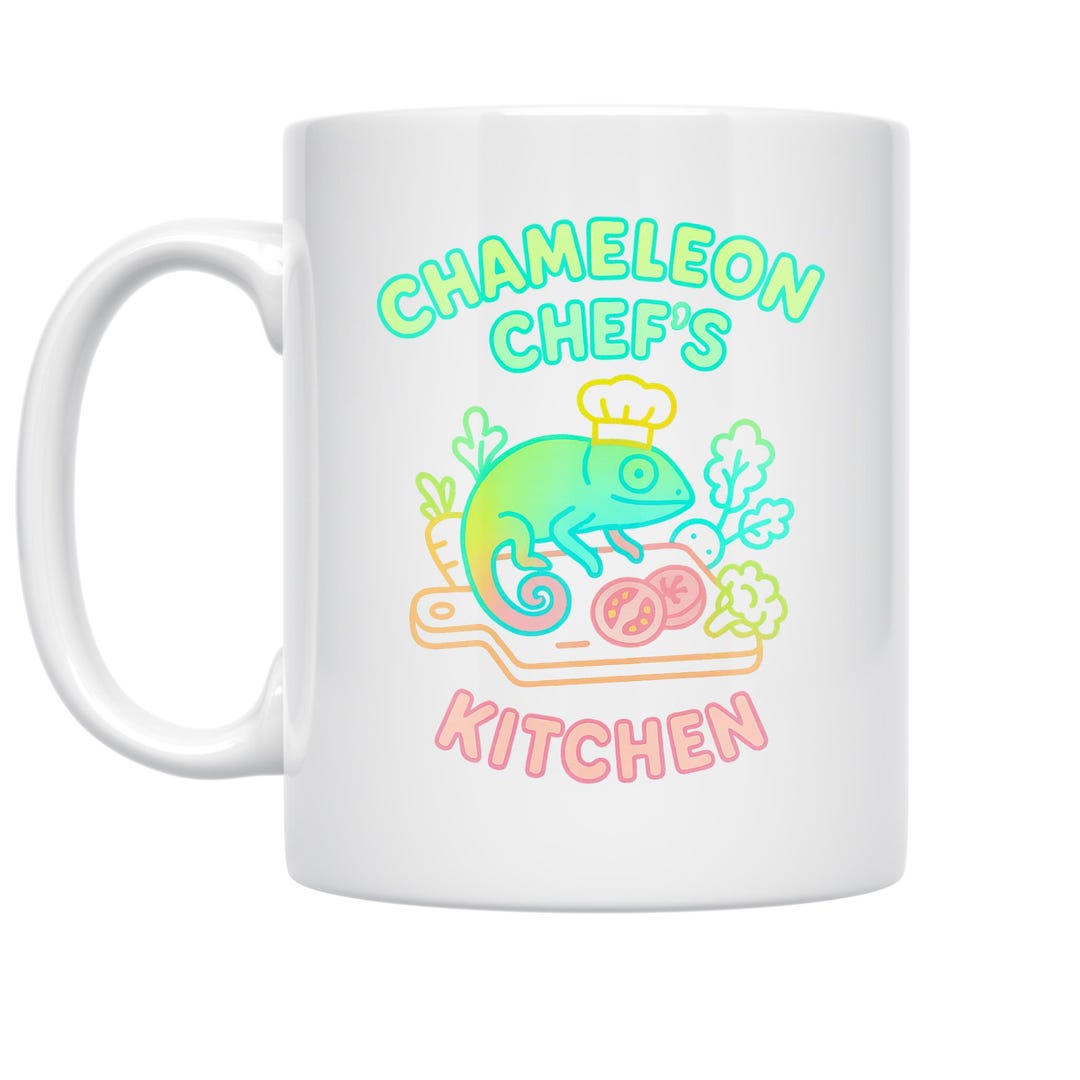 Chameleon Chef Mug: Neon Colors, Fun 80s Style (ceramic, 11oz) - Etsy