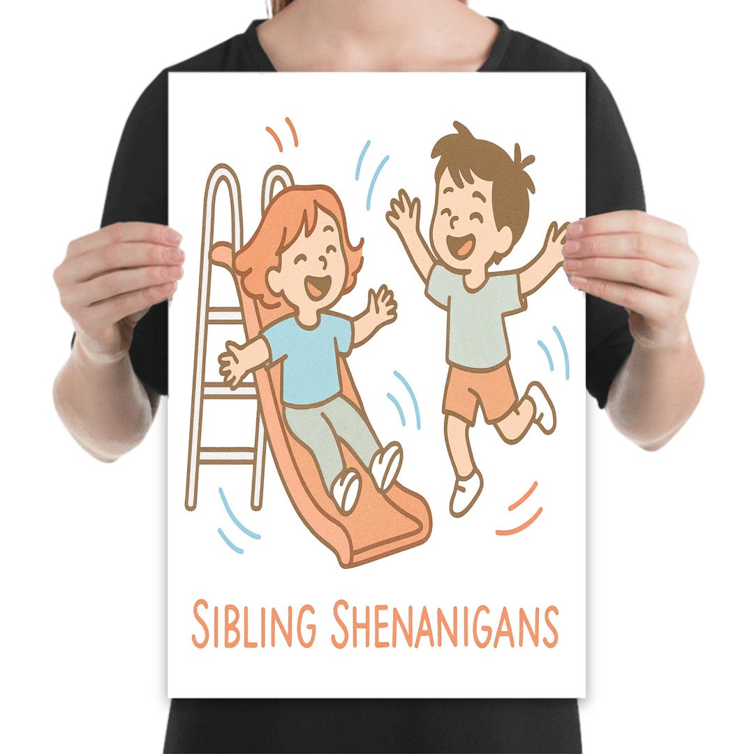Sibling Art Print: Warm Family Scene (glossy 13x19 Poster) - Etsy