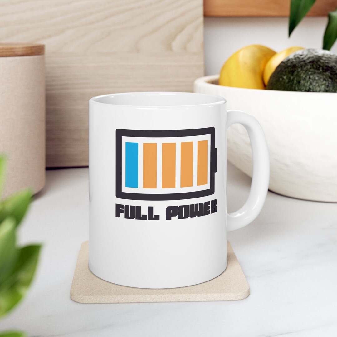 Full Power Battery Coffee Mug, Hilarious Pun Gift Cup, Portable Coffee ...