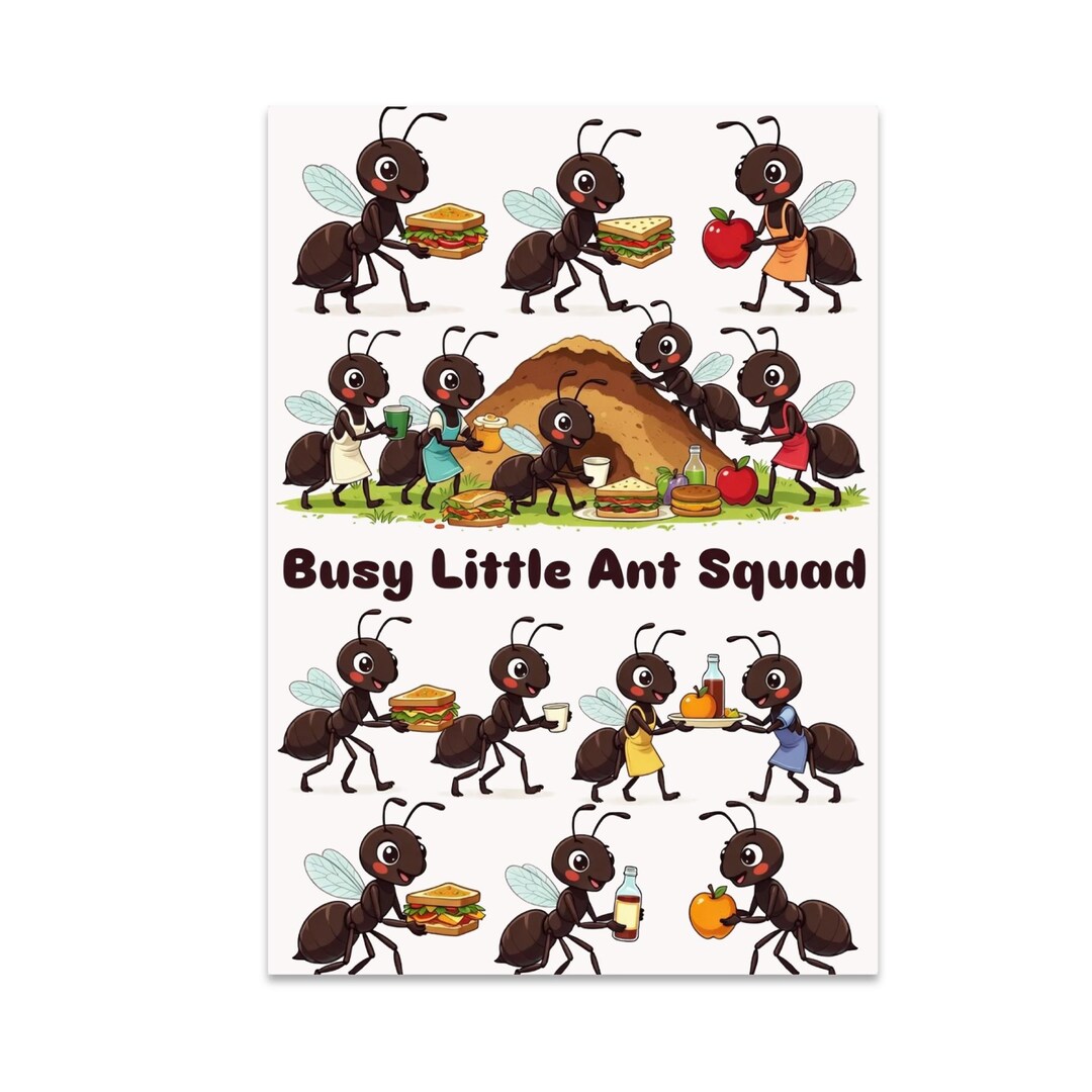 Busy Ant Squad Kids Poster - Cheerful Cartoon Wall Decor - Etsy