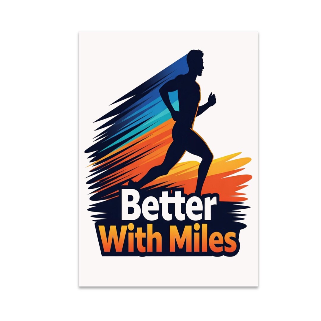 Running Motivational Poster - Dawn Silhouette With Colorful Streaks - Etsy