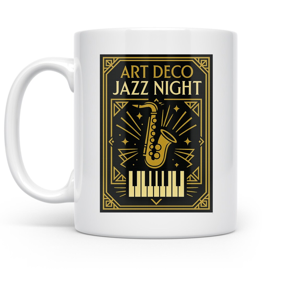 Jazz Lover Coffee Mug: Art Deco Black and Gold - Ceramic - Etsy