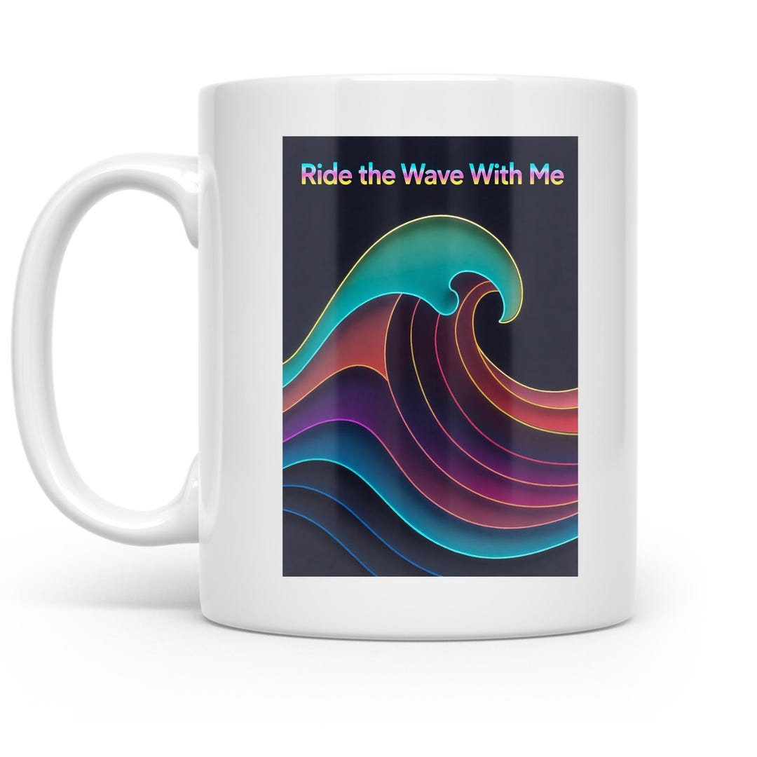 Neon Vaporwave Surf Mug: Ceramic, 11oz Beach Coffee Cup - Etsy