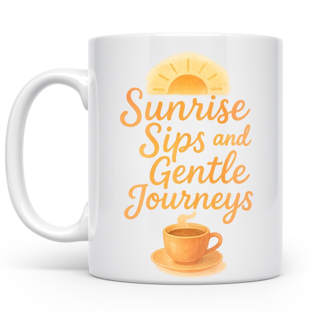 Sunrise Sips Mug - Hand-painted Ceramic With Cozy Morning Colors - Etsy