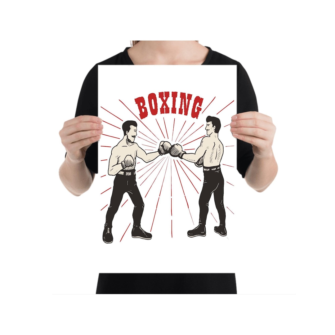 Vintage Boxing Poster, Retro Boxer Wall Art, Classic Fight Scene Print ...