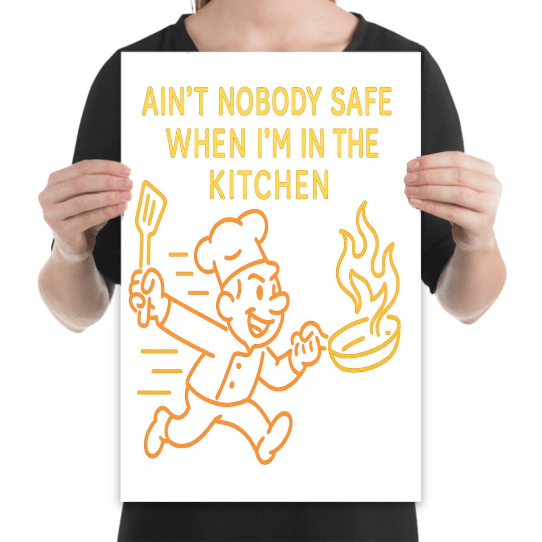 Neon Kitchen Warrior Meme Art Print, Vibrant Neon Colors (13x19, Glossy ...