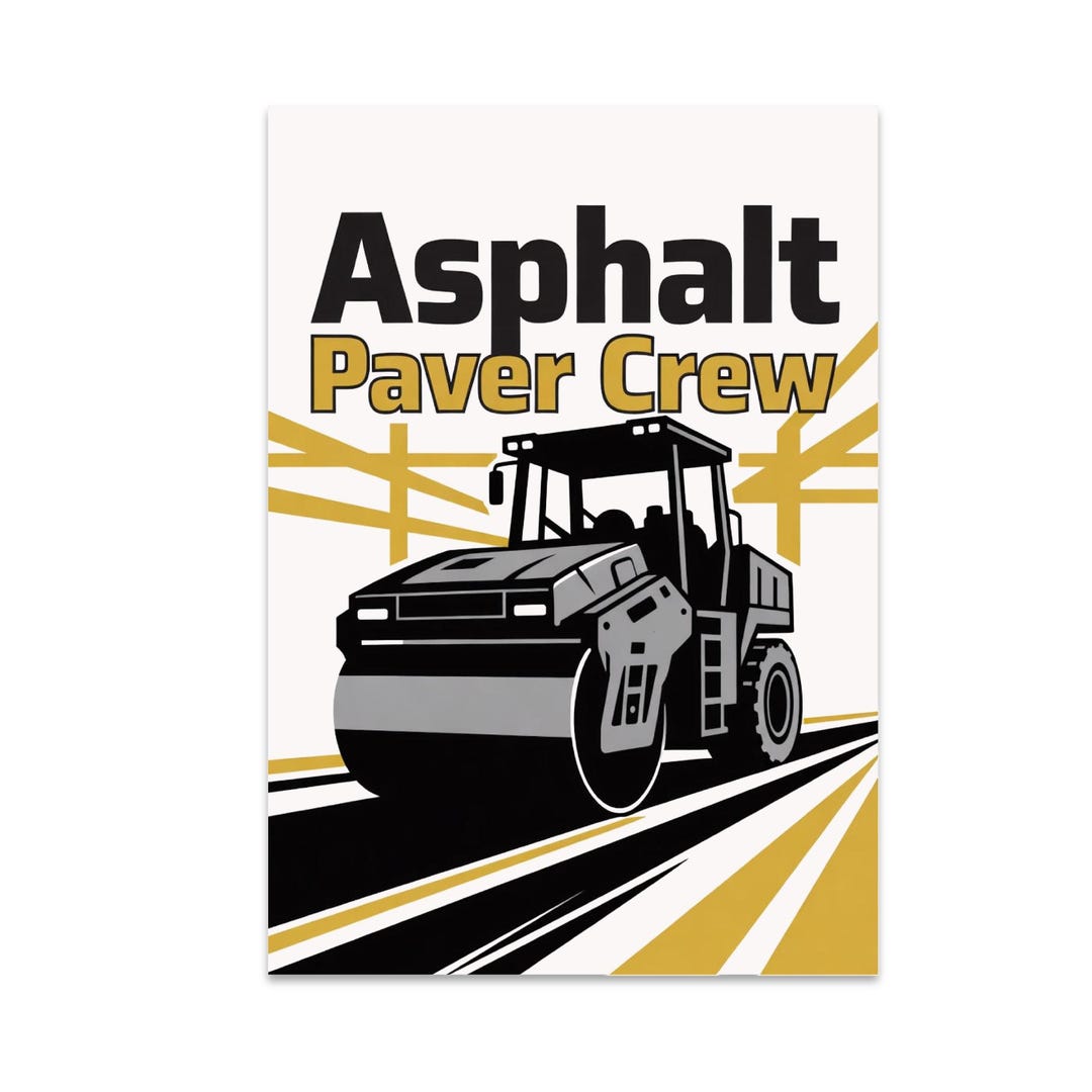 Tradesman Wall Art Poster, Asphalt Paver Crew Silhouette (13x19) - Etsy