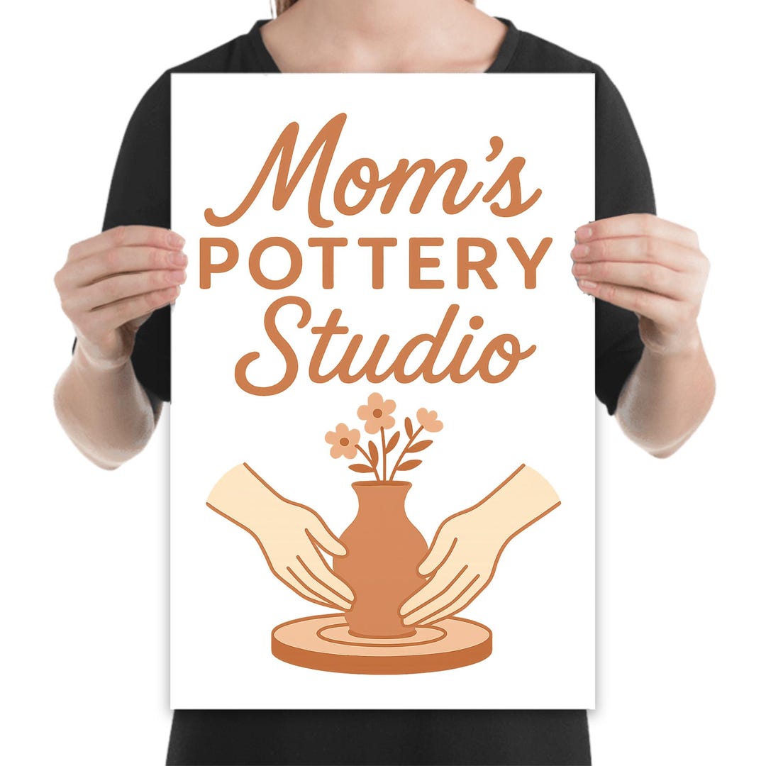 Moms Pottery Studio Poster - Pastel Floral Ceramic Wheel Print ...
