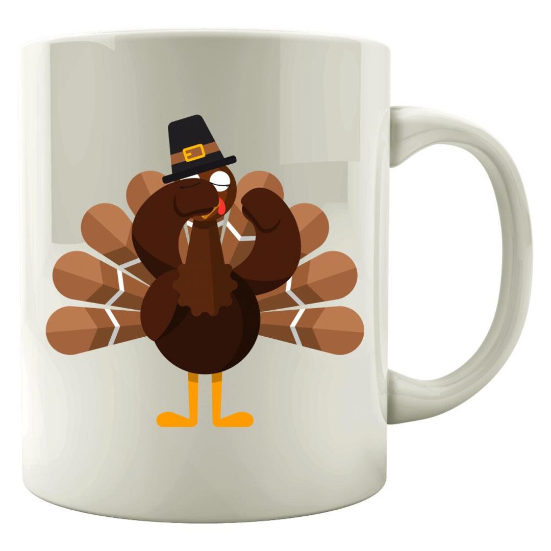 Cute Thanksgiving Turkey Mug With Pilgrim Hat Holiday Humor Design - Etsy