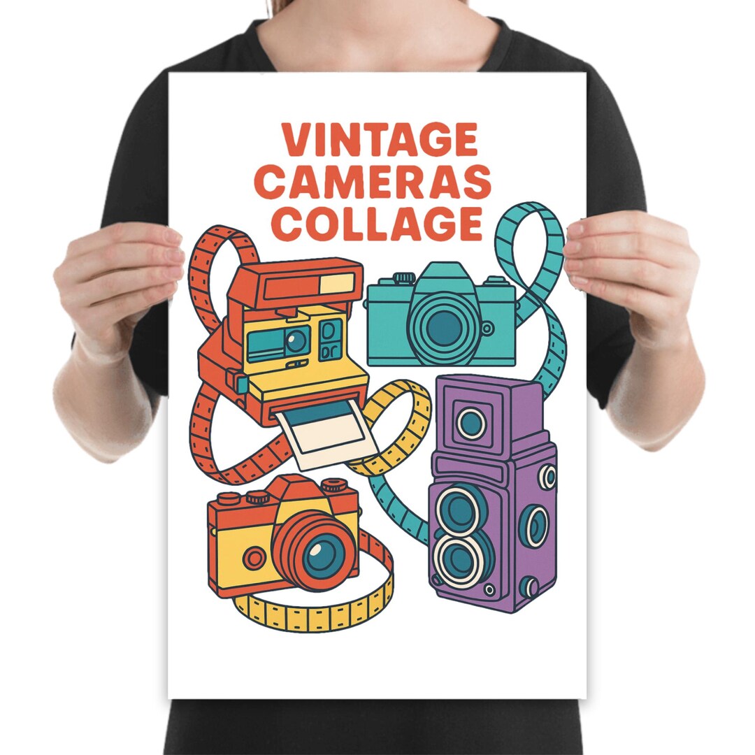Vintage Cameras Wall Art - Retro Film Reel Collage Print - Etsy