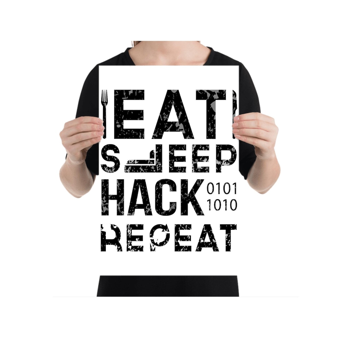 Eat Sleep Hack Repeat Poster: Programmer Wall Art With Binary Code - Etsy