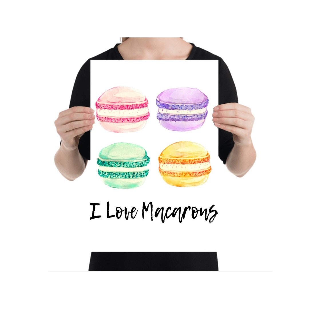 I Love Macarons Poster, Macaron Wall Art, French Dessert Decor, Pastel ...