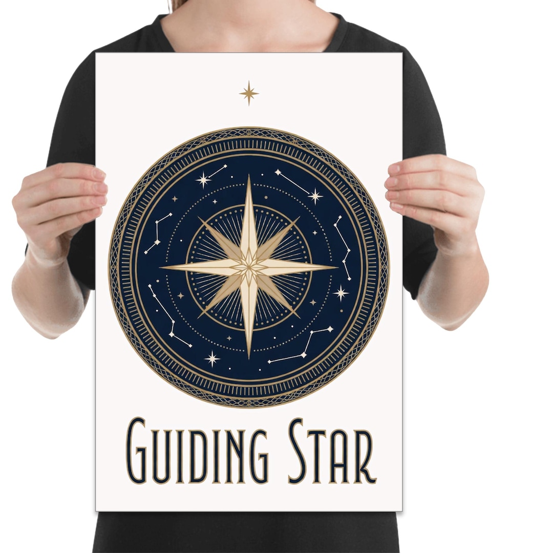 Guiding Star Poster: Celestial Art Deco With Gold Accents - Etsy