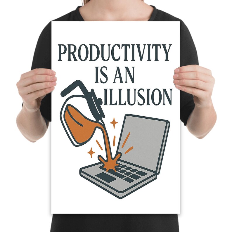 Sarcastic Wall Art Productivity Poster, Coffee and Laptop Design ...
