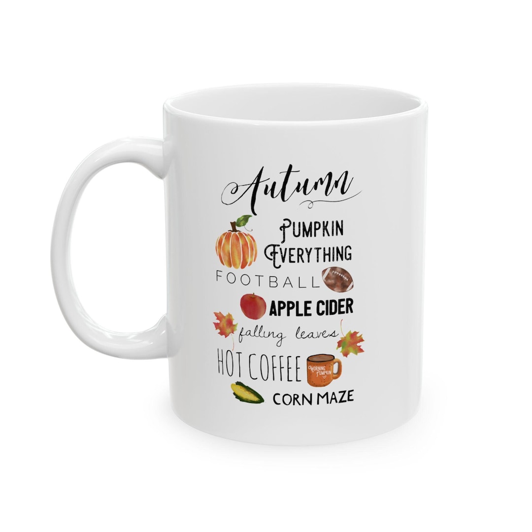 Autumn Vibes Mug, Fall Essentials Coffee Cup, Pumpkin Spice, Football ...