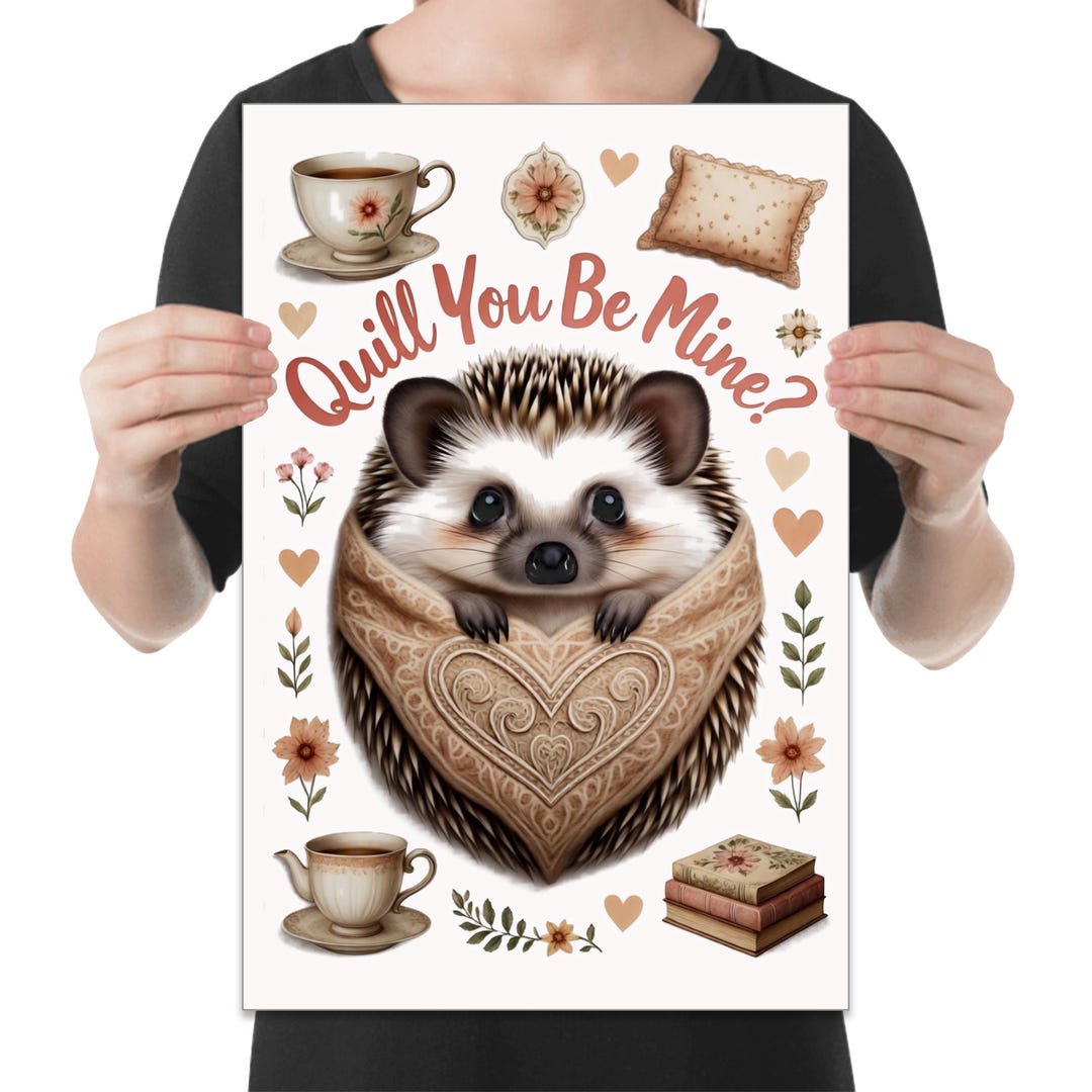 Hedgehog Wall Art - Playful Nursery Decor Quill You Be Mine Print ...