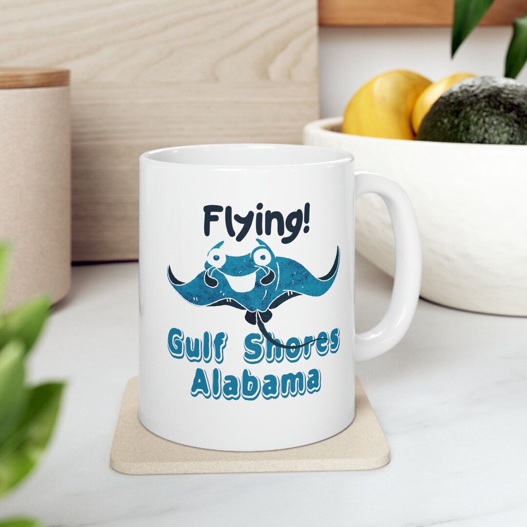 Gulf Shores Mug With Flying Rays, Beach Lover Mug, Ocean Theme Mug ...