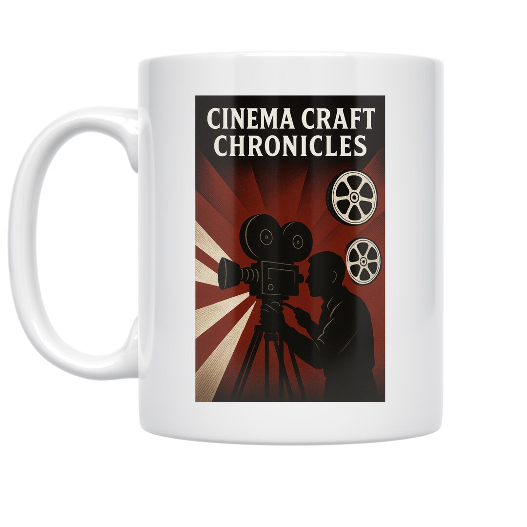 Brutalist Film Reel Mug - Cinematic Coffee Cup, Camera Operator Design ...