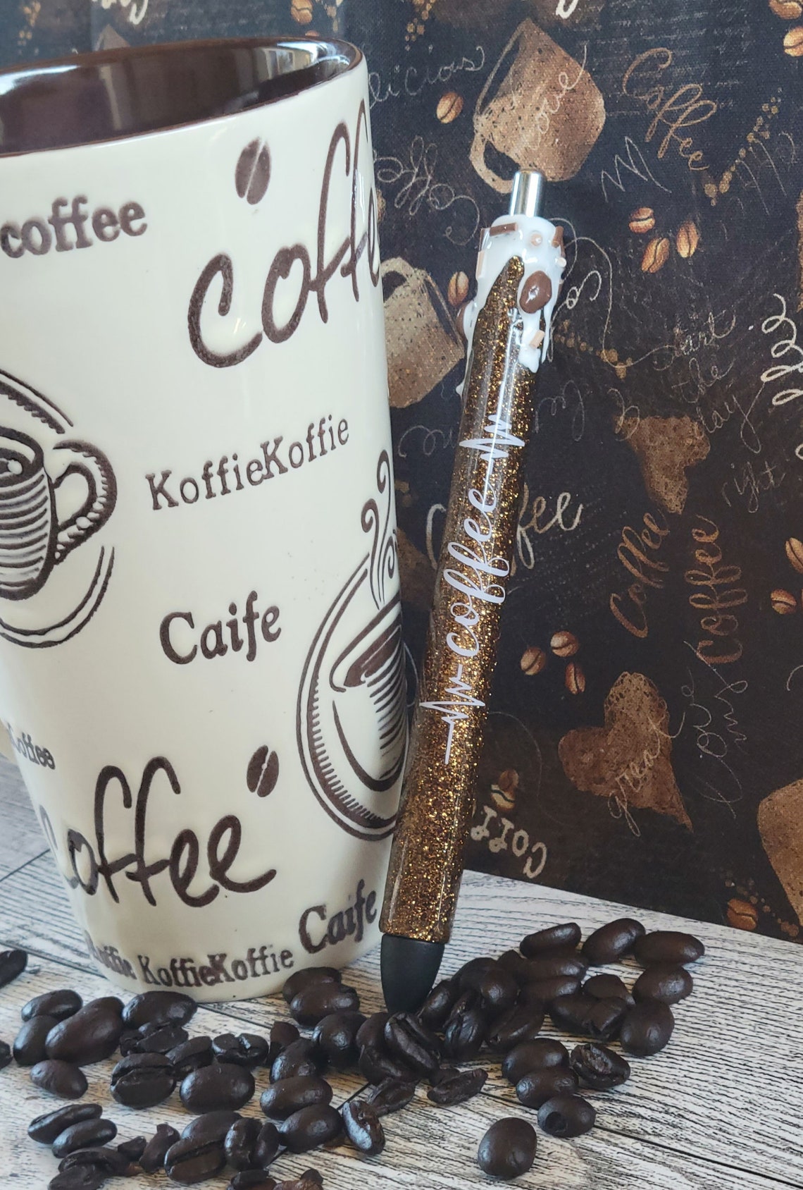 Coffee Glitter Pen| Heartbeat Coffee~drip Pen/ Coffee Lover - Etsy