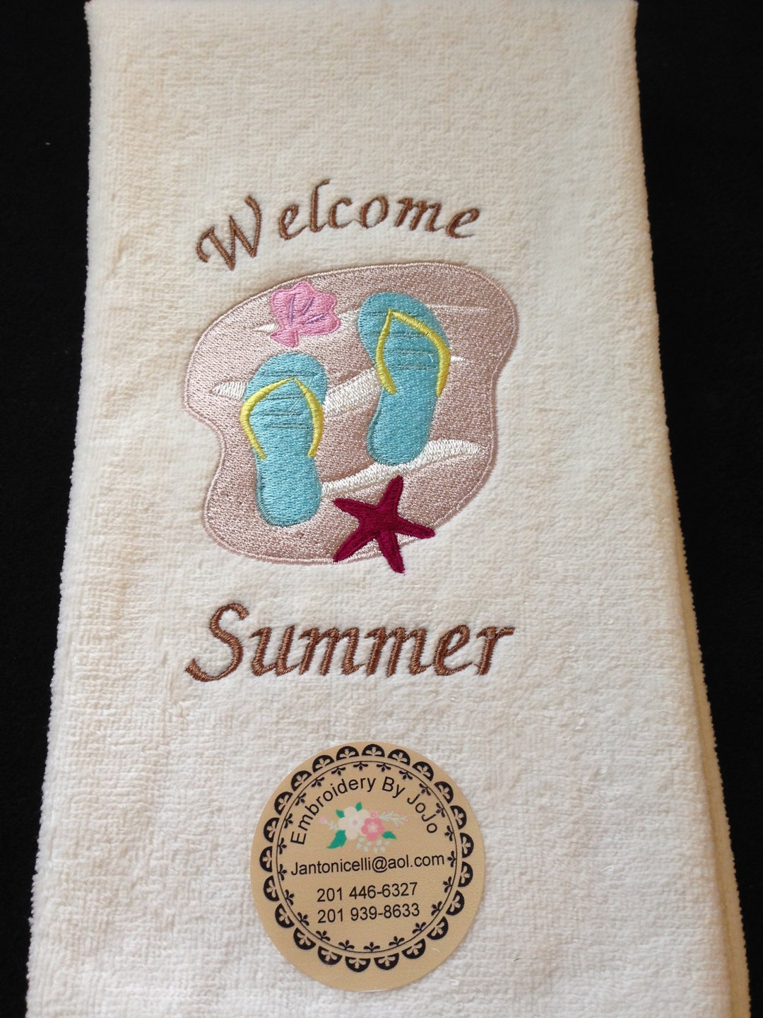 Welcome Summer Hand Towel Embroidered Personalized Monogrammed - Etsy